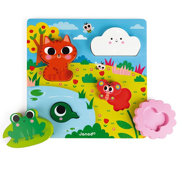 Janod Chunky Puzzle Natur – 6-teilig aus Holz – Zwergenfabrik